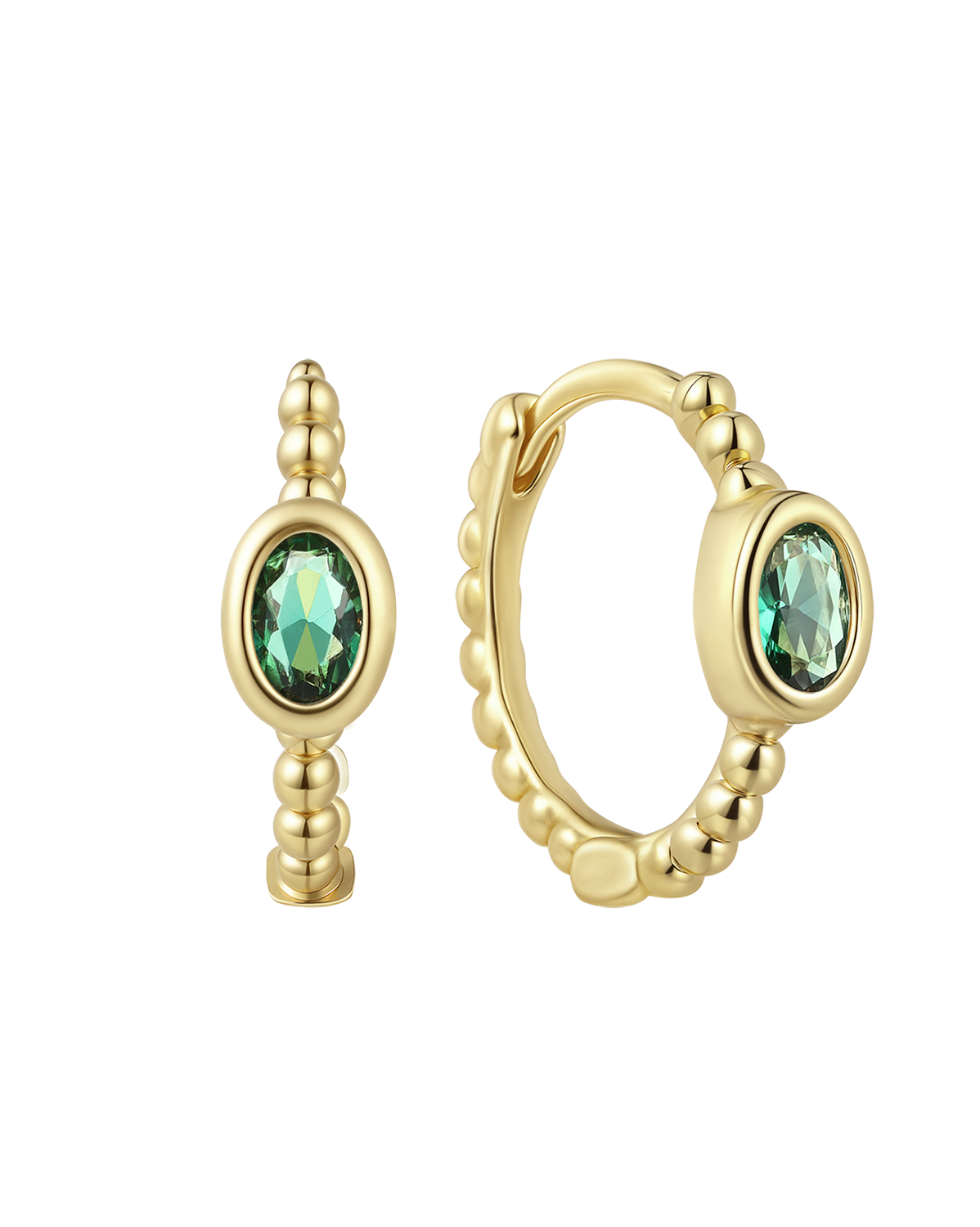 Clio Hoops - Emerald CZ (May) | S-kin Studio Jewelry