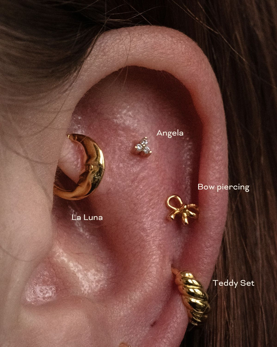 Mini Bow Piercing Stud (18K Gold Filled) | Internally Threaded Earring ...