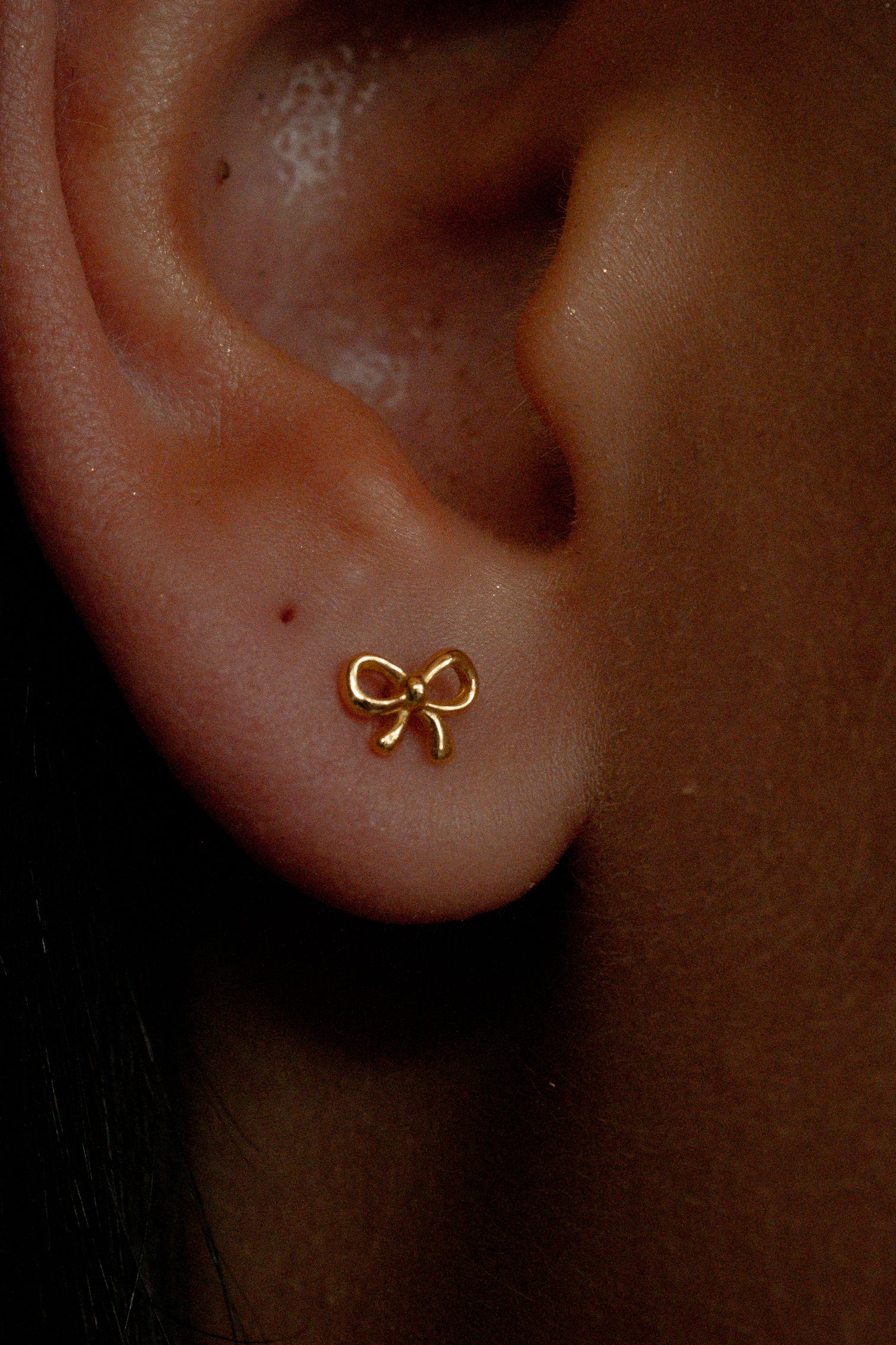 Mini Bow Piercing Stud (18K Gold Filled) | Internally Threaded Earring ...