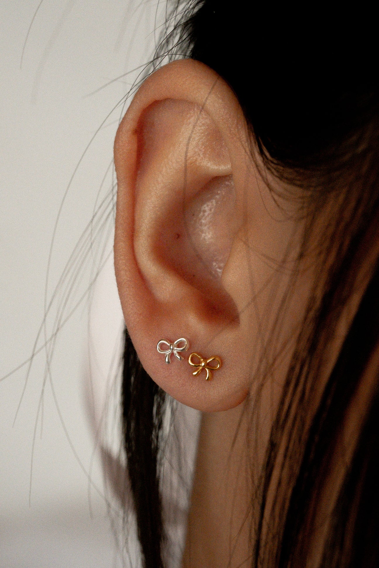 Mini Bow Piercing Stud (18K Gold Filled) | Internally Threaded Earring ...
