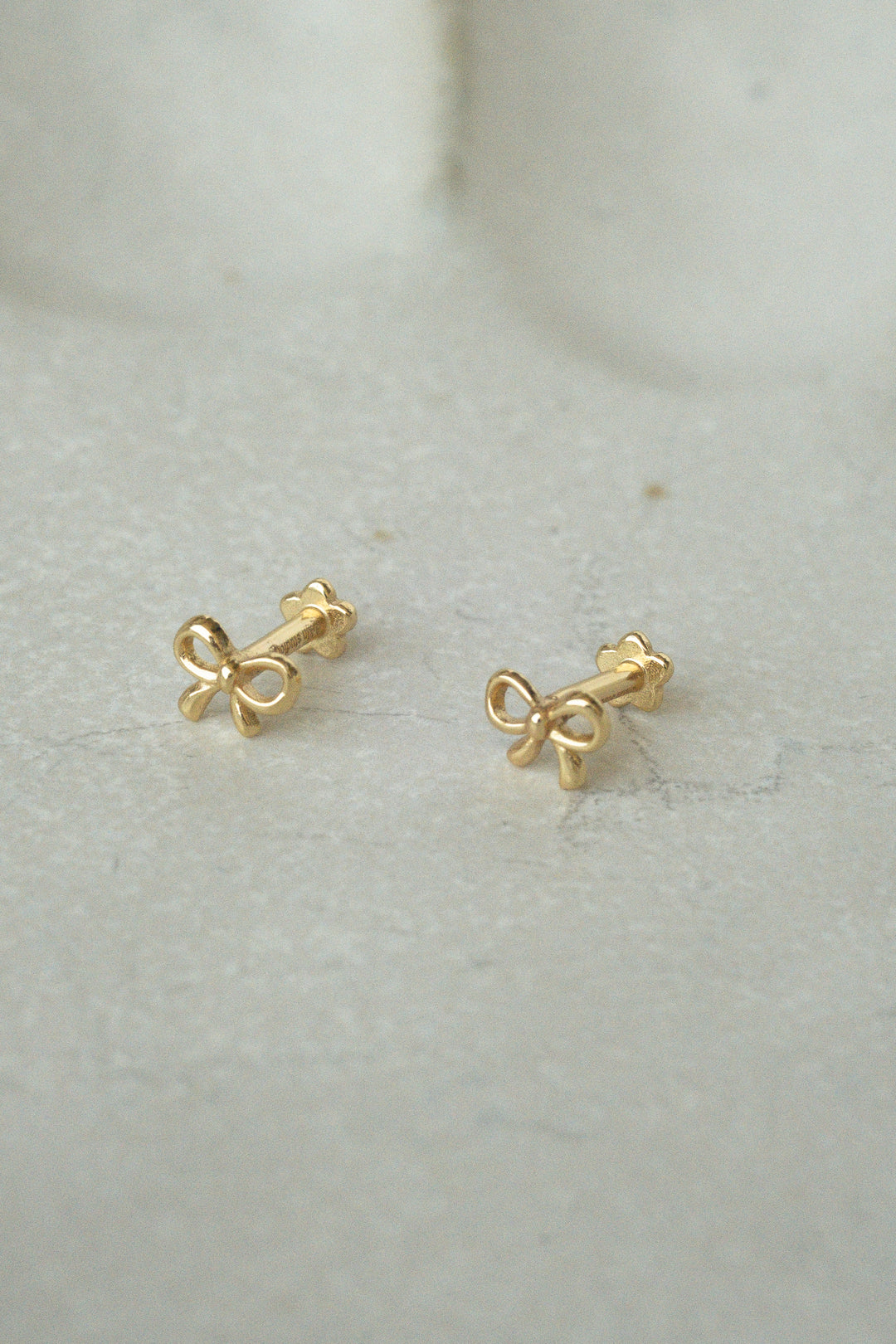 Mini Bow Piercing Stud (18K Gold Filled) | Internally Threaded Earring ...