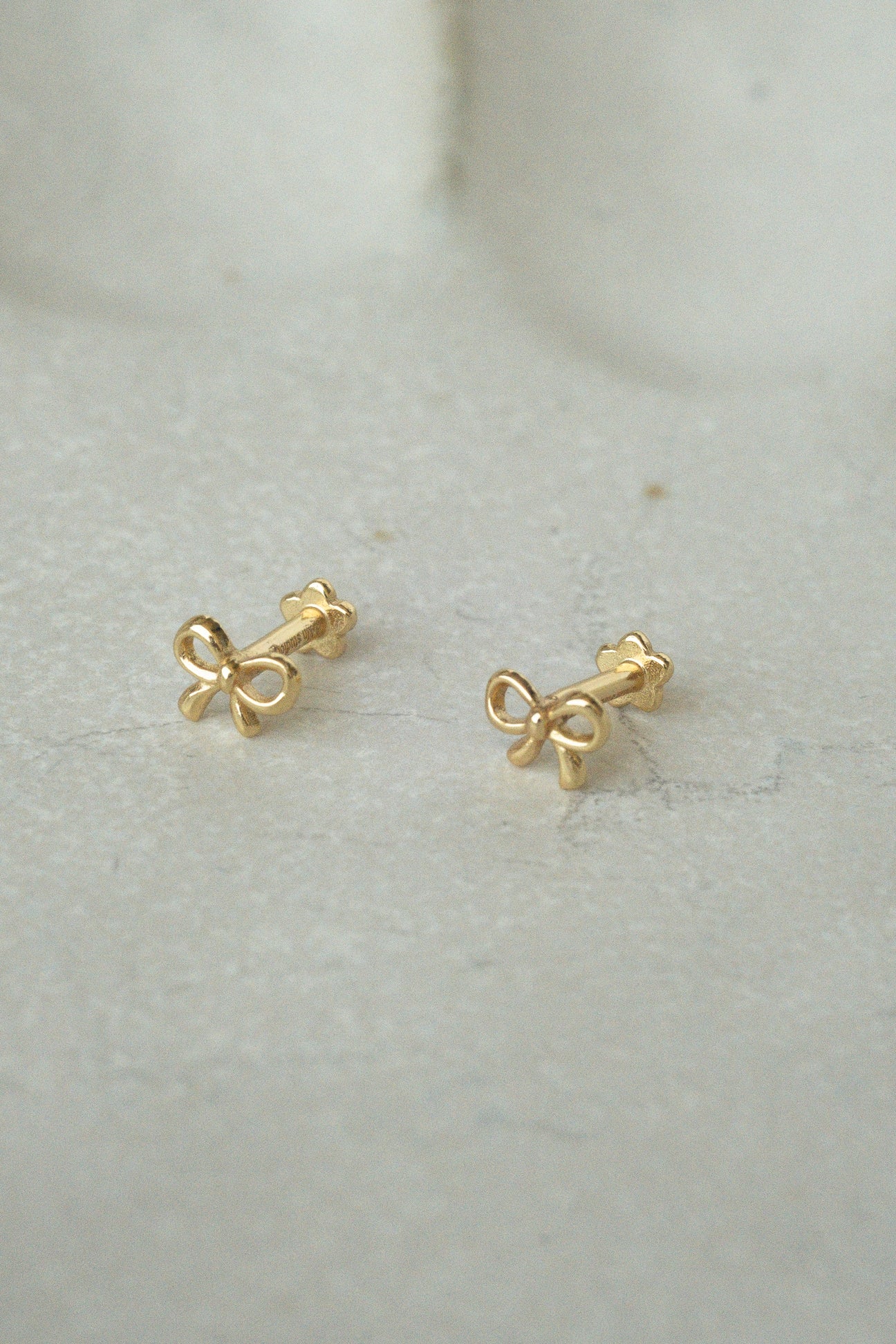 Mini Bow Piercing Stud (18K Gold Filled) | Internally Threaded Earring ...