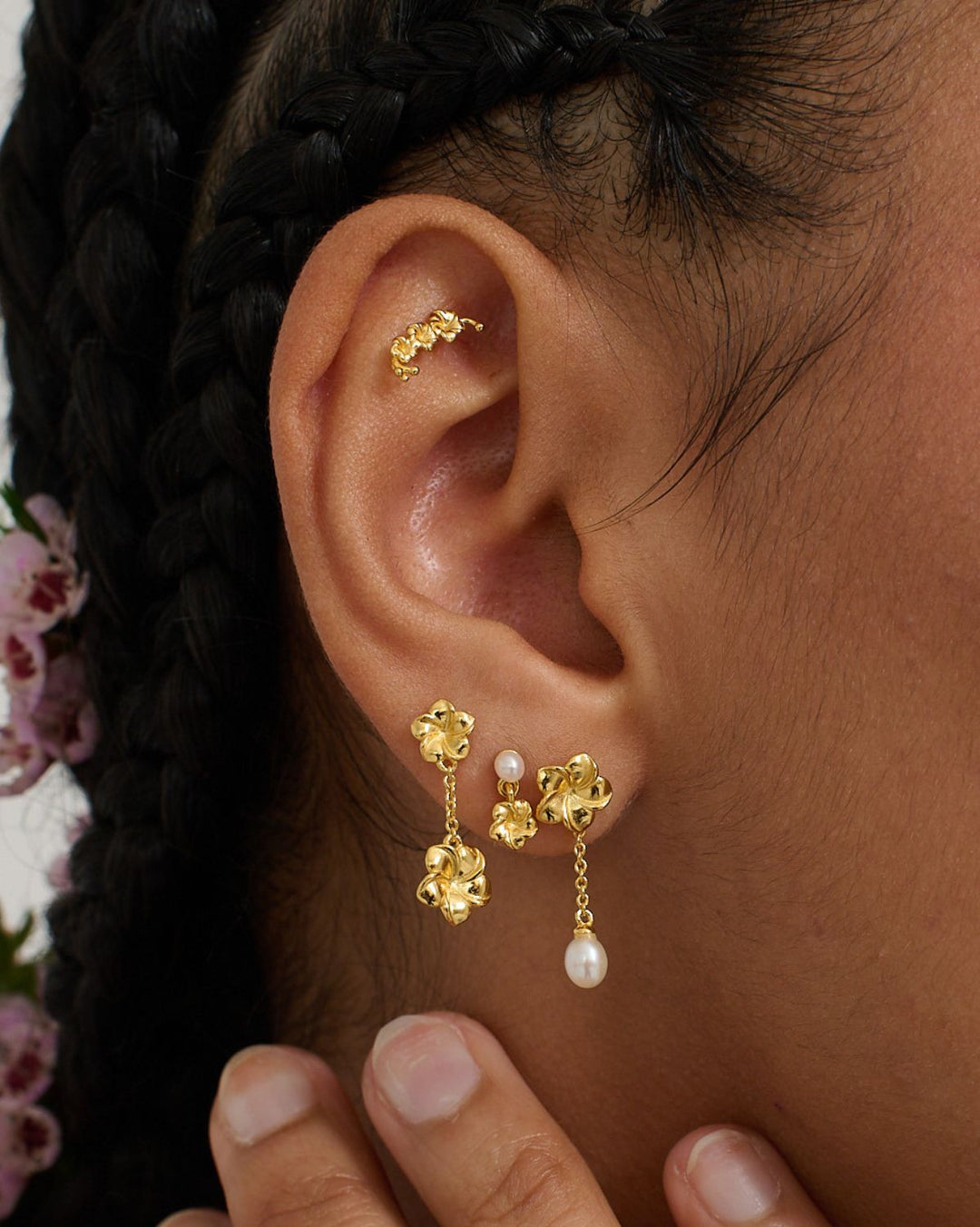 Hibiscus Flowers Earrings Set | Gold Fill | S-kin Studio Jewelry