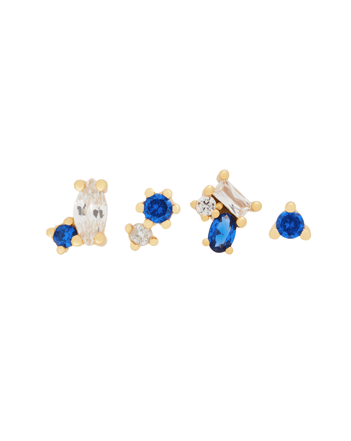 Yoru Blue Crystal Earrings Set | Piercing Set | S-kin Studio Jewelry