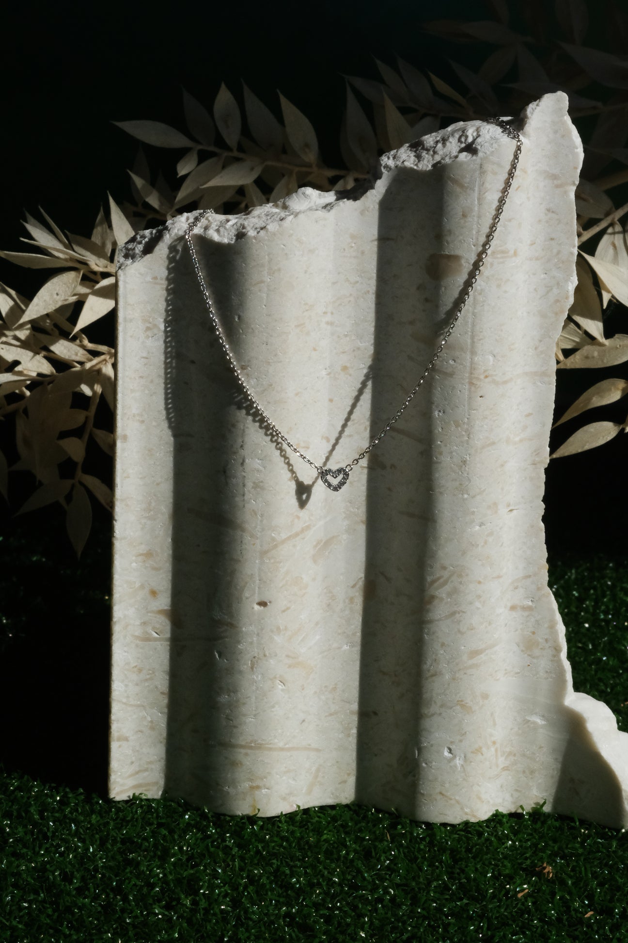 Solid Gold Diamond Heart Necklace- 9K Solid White Gold | S-kin Studio ...