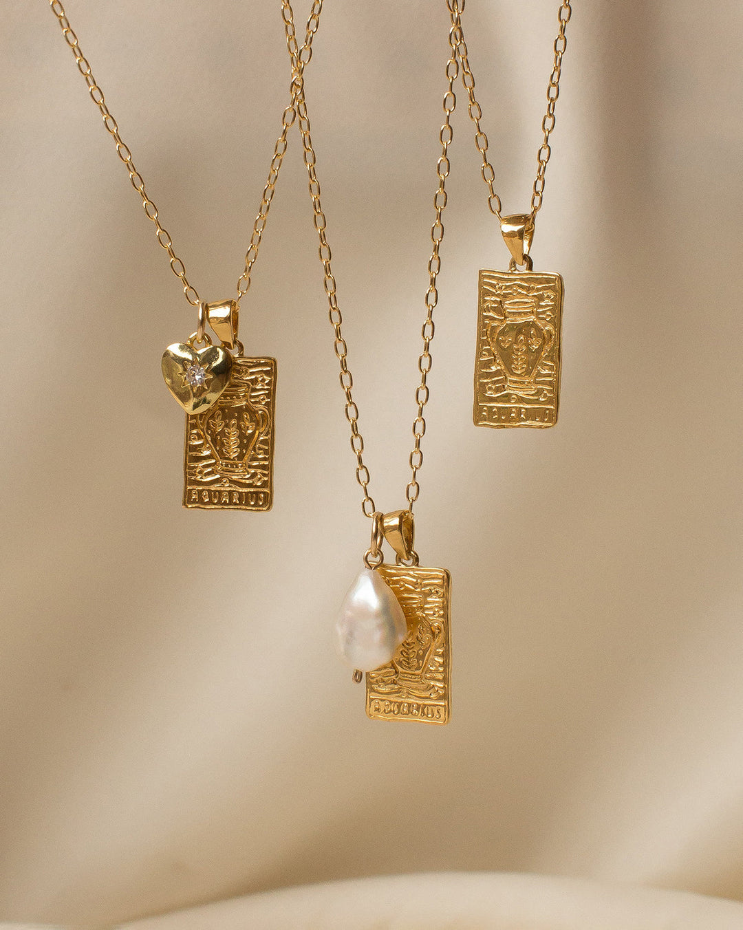 Aquarius Zodiac Necklace in 18K Gold Filled | Minimal Gold Jewelry – S ...