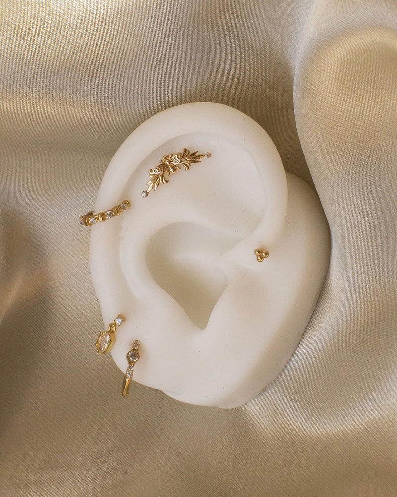 14K Solid Gold Bee Curve Single Stud – S-kin Studio Jewelry