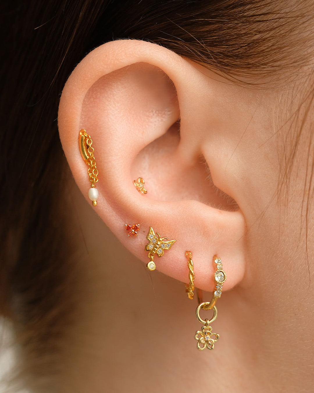 Chihiro Flower Stud - 18K Gold Fill | Internally Threaded Earring – S-kin Studio Jewelry
